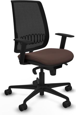 Piqueras y Crespo Alares Lendenwirbelst&uuml;tze mit 1D-Armlehnen. Ausgestattet mit 5 Positionen und injiziertem Schaum. Mit Rollen von 65 mm Nylon. Schwarz/Dunkelbraun