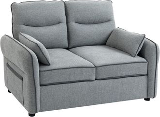 HOMCOM Canap&eacute; 2 places - HOMCOM - 2 oreillers inclus, poche lat&eacute;rale, assise et dossier rembourr&eacute;s - velours &eacute;gyptien - 136x81x90cm - gris