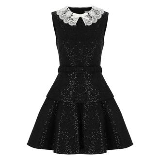 Self Portrait Pailletten-Boucl&eacute;-Minikleid - - Dresses - Damen - Schwarzk - XS