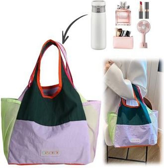 Generic Sac &agrave; bandouli&egrave;re en nylon &agrave; la mode, sac &agrave; poign&eacute;e sup&eacute;rieure avec bloc de couleur pour femmes, shopping (jaune)