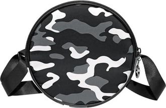 Generic Sac &agrave; bandouli&egrave;re Circle pour femme, petit sac &agrave; bandouli&egrave;re camouflage avec fermeture &eacute;clair, bretelles r&eacute;glables, sac &agrave; main rond d&eacute;contract&eacute; pour f