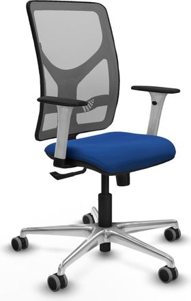 Piqueras y Crespo Atmungsaktiver Schreibtischstuhl mit wei&szlig;en und schwarzen Armlehnen, h&ouml;henverstellbare Lendenwirbelst&uuml;tze, ausgestattet mit 3 Positionen, Grau/Blau