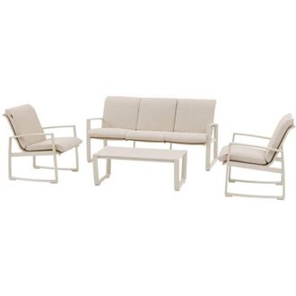 Hesperide Hesperide - Salon de jardin Boreane lin & argile 5 places en aluminium texaline et polyester - Hesp&eacute;ride