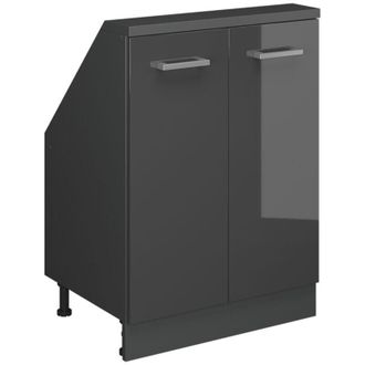 Vicco Meuble de rangement sous pente Rion, Anthracite brillant/anthracite, avec 2 portes, Vicco