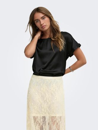 Jacqueline de Yong Kurzarmbluse JDY JDYFIFI S/S TOP WVN NOOS, Damen, Gr. XL, schwarz, Web, Obermaterial: 100% Polyester, unifarben, normal, Blusen, Polyester