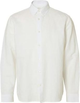 Selected Chemise unie col am&eacute;ricain en lin et coton