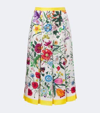 Gucci Jupe midi Gucci Flora en soie &agrave; fleurs