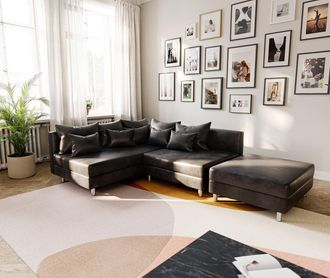 DELIFE Ecksofa Clovis Anthrazit Antik Optik Hocker Ottomane Links Modulsofa, Design Ecksofas, Couch Loft, Modulsofa, modular