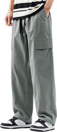 Generic Salopette ample mi-droite pour homme, pantalon de travail l&eacute;ger d&eacute;contract&eacute;, gris, XXL