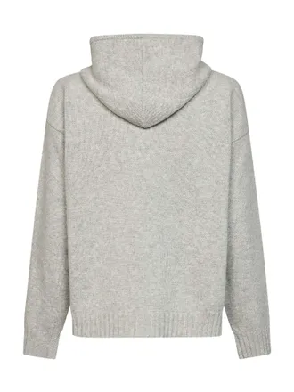 Maison Margiela Mens Knit Hoodie Melange Grey Wool Blend Black Knitwear Sweater