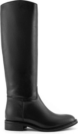 Julie Dee Schwarze Lederstiefel mit Rei&szlig;verschluss - - Shoes - Damen - Schwarzk - 38 EU