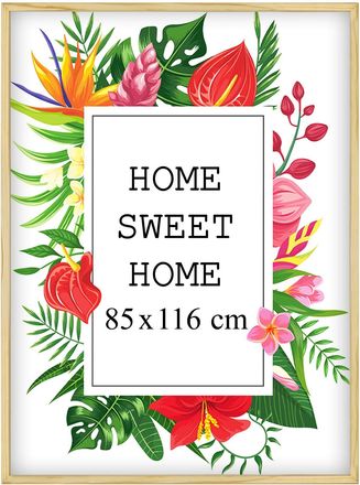 MG Design Natural Bilderrahmen 85 x 116 cm - Aus echtem Holz mit Acrylglas, zum Aufhängen & Aufstellen, für Fotos, Poster & Puzzle