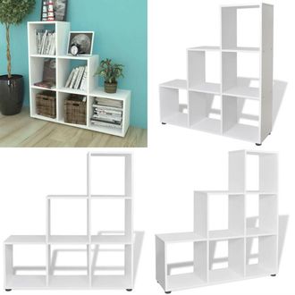 vidaXL Vidaxl - Treppenregal Bücherregal 107 cm Weiß - Bucherregal - Treppenregal - Wohnraumgestaltung - Stauraum - Weißes Buchregal - Home & Living