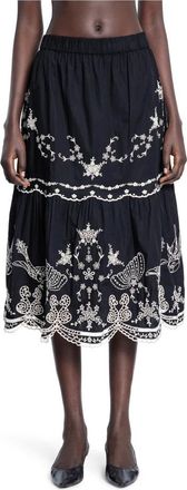 Sea NY Femme, Jupes, Noir, Taille: 36 FR Jupe Brod&eacute;e Saisonni&egrave;re