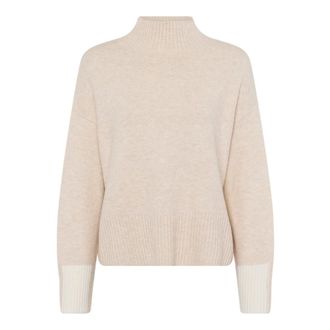 Marc Aurel Femme, Pulls, Beige, Taille: 42 FR Pull &agrave; col roul&eacute; c&ocirc;tel&eacute;