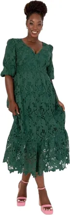 Maya Midikleid f&uuml;r Damen, 3/4 &Auml;rmel (Smaragd)