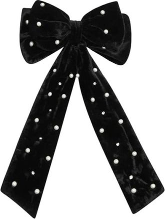 LoveShackFancy Lorna Schleifen Haarspange mit Iridescent Perlen und Rhinestones - - Accessories - Damen - Schwarzk - ONE SIZE