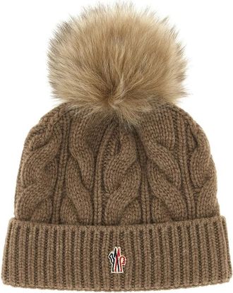 Moncler Cable-knit Pompom Beanie Hat