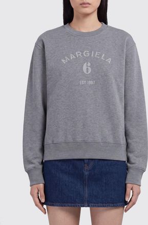 Maison Margiela Sweat-shirt en coton &agrave; col rond et logo jacquard