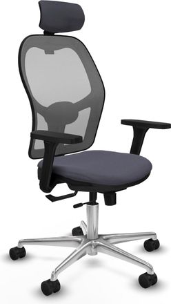 Piqueras y Crespo Ergonomischer Schreibtischstuhl mit 3D-Armen, h&ouml;henverstellbarer Lendenwirbelst&uuml;tze und h&ouml;henverstellbarem Kopfteil, Grau/Dunkelgrau