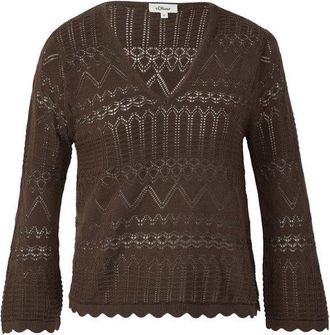s.Oliver 3/4 Arm-Pullover Strickpullover Ajour-Strickpullover mit 3/4-&Auml;rmeln