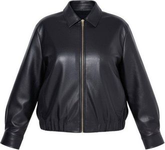 STUDIO UNTOLD Sommerjacke Lederoptik-Blouson oversized Zipper Komplettfutter