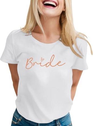 Generic T-shirts de mari&eacute;e pour femmes 2025 &agrave; manches courtes pour gym, mignon, coupe ample, t-shirts d&eacute;contract&eacute;s &agrave; col rond, t-shirt de printemps, t-shirt g