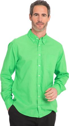 JP1880 Herren Leinenmixhemd, Langarm, Buttondown-kragen, Modern Fit Hemd, Hellgrün, 3XL EU