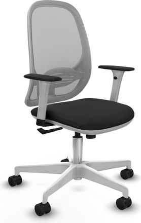 Piqueras y Crespo B&uuml;rostuhl aus schwarzem Kunstleder, zylindrisch, mit 1D-Armlehnen, h&ouml;henverstellbare Lendenwirbelst&uuml;tze, ausgestattet mit 3 Positionen und Schneidscha