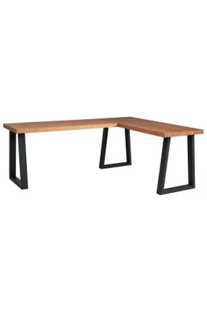 MID.YOU Mid.you Eckschreibtisch, Schwarz, Eiche, Holz, Metall, Holzwerkstoff, Eiche, furniert, rechteckig, Flachrohr, 200x75x160 cm, Bsci, Arbeitszimmer, Schr