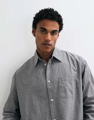 Weekday chemise boxy &agrave; manches longues en popeline &agrave; carreaux bleus