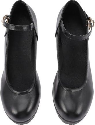 BESPORTBLE Escarpins &agrave; Talons Hauts Femme &agrave; Bout Rond Style Fashion Talons &Eacute;pais Confortables Chaussures &Eacute;l&eacute;gantes pour Soir&eacute;e et Travail Noir