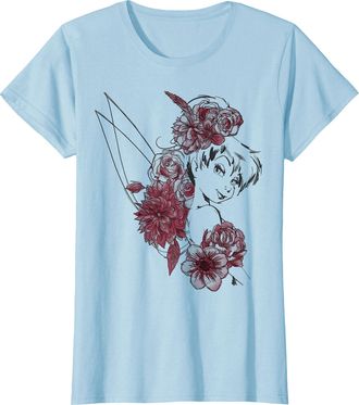 Disney Peter Pan Tinkerbell Flowers Floral Outline T-Shirt T-Shirt