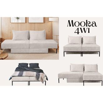 KAISER Sofa mit schlaffunktion, Ecksofa, Betten, Liegestuhl, mooka 4in1-Multifunktions-System, stoff Velo