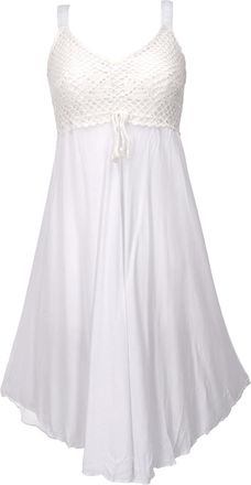 Guru Shop Boho Minikleid, H&auml;kelkleid, Sommerkleid, Strandkleid - Wei&szlig;, Damen, Synthetisch