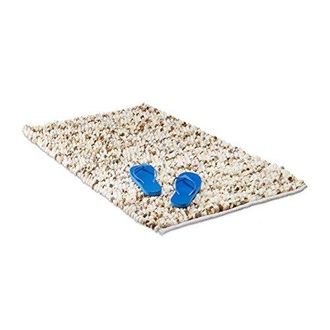 Relaxdays Badematte POPPY weich, handgefertiger Hochflor Teppich mit Noppen, Antirutsch Badvorleger 70x120cm, creme