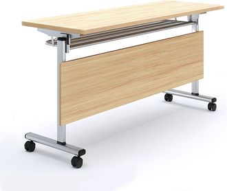 Generic Klappbarer Schulungstisch, klappbarer Konferenztisch, mobiler Klappseminartisch mit feststellbaren Rollen, Ablagef&auml;chern und Trennw&auml;nden, f&uuml;r das Home