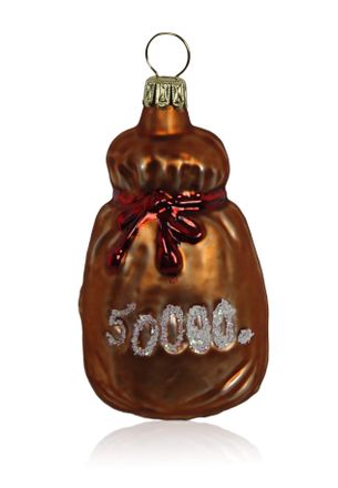 Lauschaer Glas Christbaumschmuck Geldsack haselnu&szlig; matt Christbaumschmuck mundgeblasen,handdekoriert