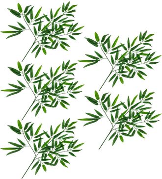 Holibanna POPETPOP K&uuml;nstliche Bambusbl&auml;tter 5 St&uuml;ck aus Pp Naturgetreue Gr&uuml;ne Dekobl&auml;tter f&uuml;r Heim und Gastronomiedekoration Pflegefreie Imitation f&uuml;r Innen und