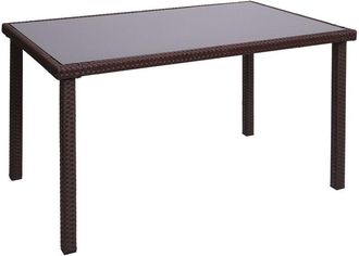 Hhg Poly-Rattan Tisch 951, Gartentisch Balkontisch, 120x75cm braun