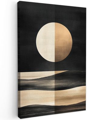 MuchoWow &copy; Wandbilder Klein 20x30 cm Mini Schlafzimmer Home Deko Wohnung Bild Wohnzimmer Fotoleinwand Wand Bilder Leinwand Wall Decor Mond - Kreis - Gold