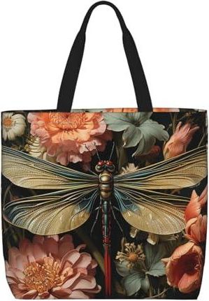 Generic Libellules Et Fleurs Sac A Main Femmes D&eacute;contract&eacute; Sacs De Courses Imperm&eacute;able Sac Courses Pour Gym Universit&eacute; Plage