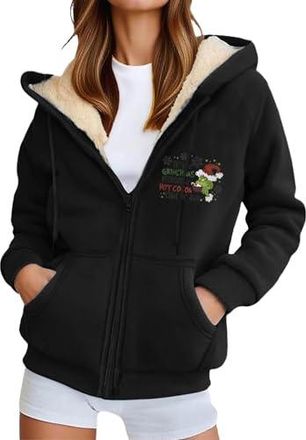 Generic Le Grinch Sweat Femme A Capuche Polaire Pyjama Sweatshirts The Adulte De Pilou Christmas Oversize Pull Pulls Moche Costume Vetement Femmes 2025 Noël V