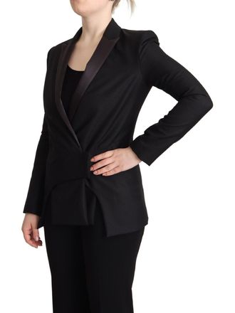 Costume National Womens Black Long Sleeves Double Breasted Jacket Cotton Blend Clothing