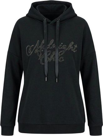 Ulla Popken Sweatshirt Hoodie Perlen-Schriftzug Kapuze Langarm