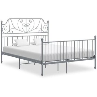 vidaXL Bettgestell ohne Matratze Grau Metall 140&times;200 cm vidaXL