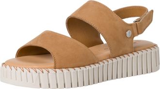 Tamaris Damen Plateau Sandalen Leder Keilabsatz Sommer; SAND/beige; 37 EU