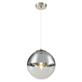 Globo Lighting Globo H&auml;ngeleuchte VARUS nickel matt, Glas transparent chrom Esszimmer Wohnzimmer 30cm
