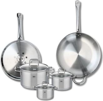 Fackelmann ELO 9509350 Batterie de cuisine 5 pi&egrave;ces, Ensemble de 2 Po&ecirc;les de cuisson 28 et 32 cm et 3 faitouts 12, 14 et 20 cm Elo Profi Citrin, inox, induction