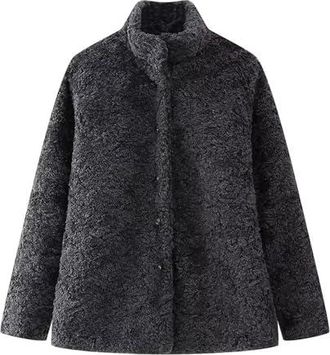 Generic Vestes pour femmes 2026 Veste polaire boutonn&eacute;e 2024 Mode Manteau chandail doux, Noir, L